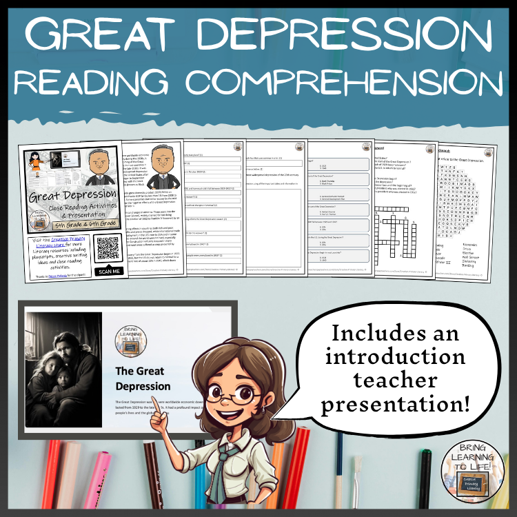 The Great Depression Reading Comprehension Activities | Year 5 or Year ...
