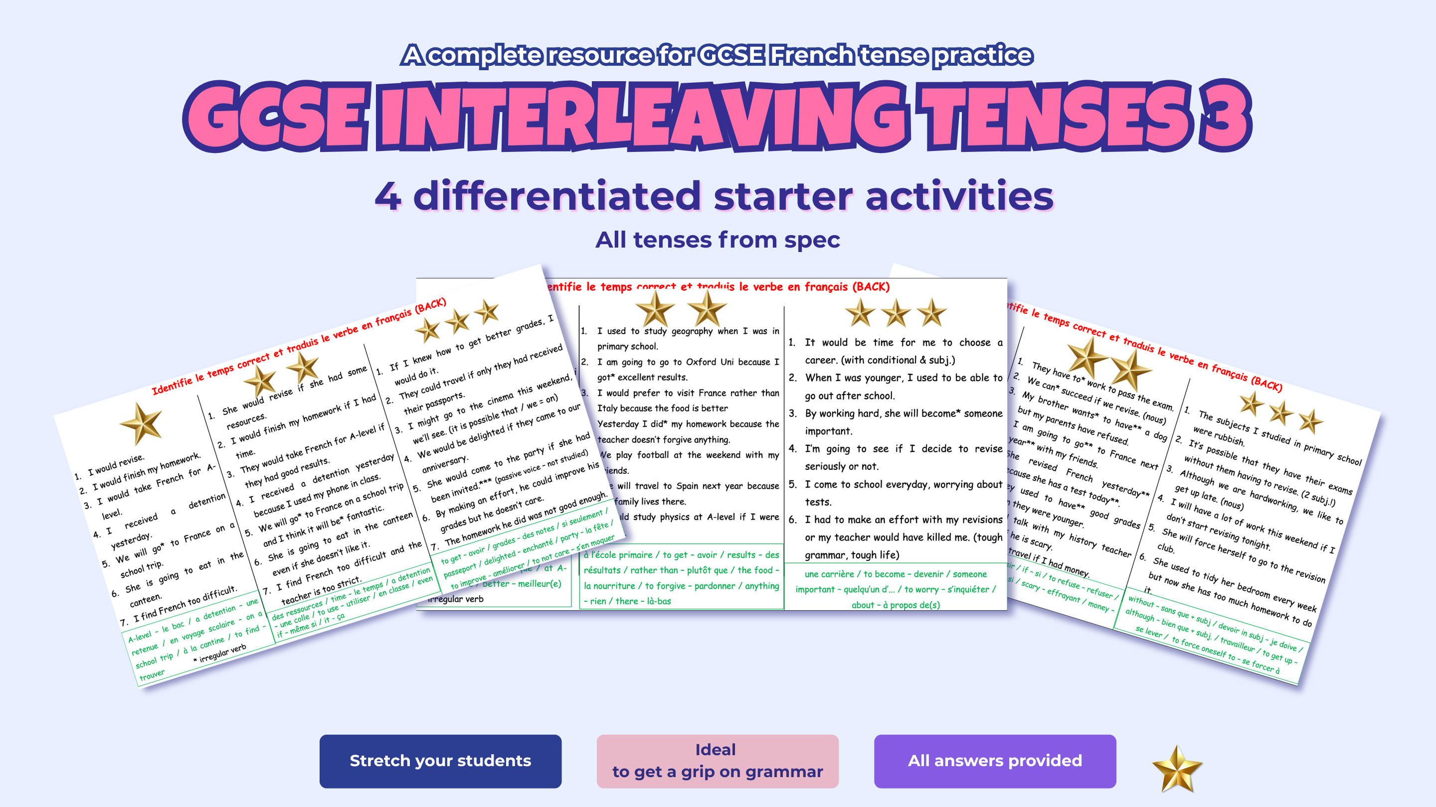 GCSE Interleaving Tenses – Free Sample Starters | Teaching Resources