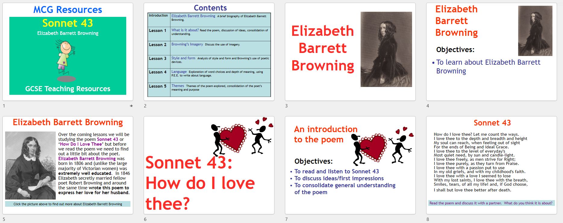 Sonnet 43 by Elizabeth Barrett Browning | Teaching Resources