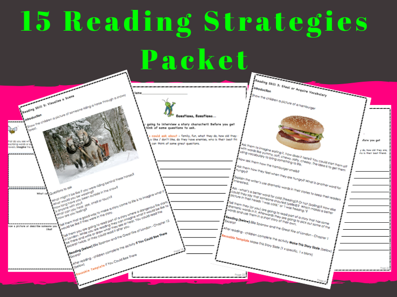 15 Reading Strategies Packet Reading Comprehension Activities 15 Reading Strategies Packet Reading Comprehension Activities
