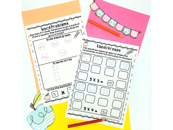 Multiplication Multiply By 5 Arrays Equal Groups Word Problems 