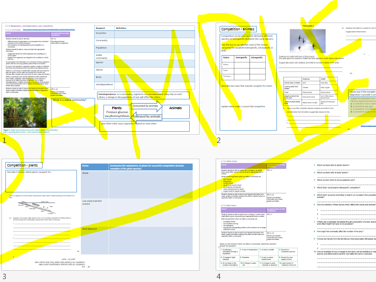 Ecosytems B7 AQA 9-1 revision pack | Teaching Resources