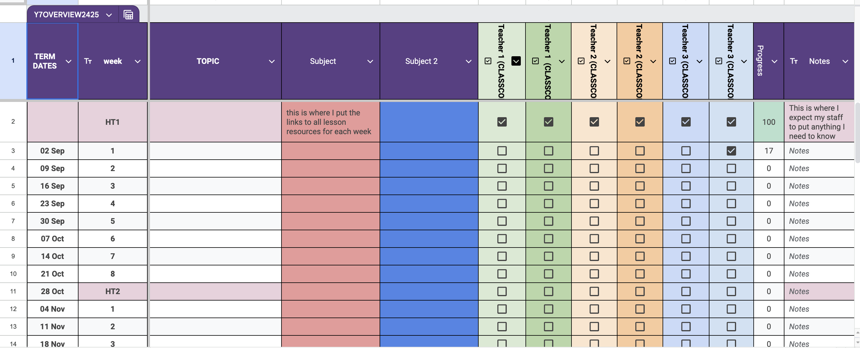 Head of Dept lesson and staff tracker | Teaching Resources