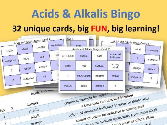 Acids and Alkalis Bingo | Teaching Resources