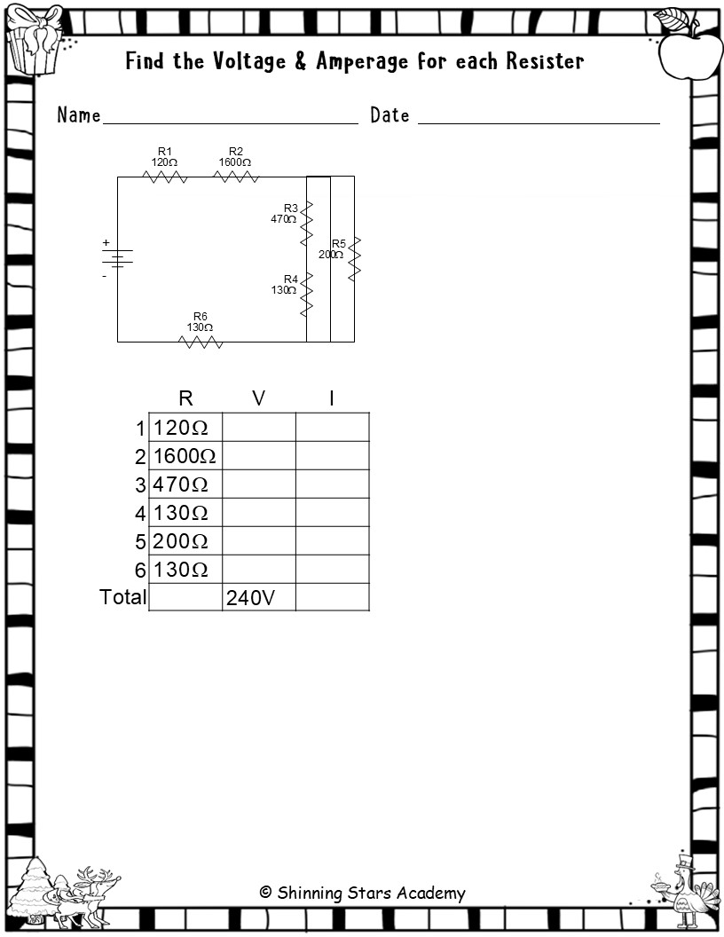 Ohm’s Law – 6 Resistors (Series / Parallel) (Find Voltage (V) and ...