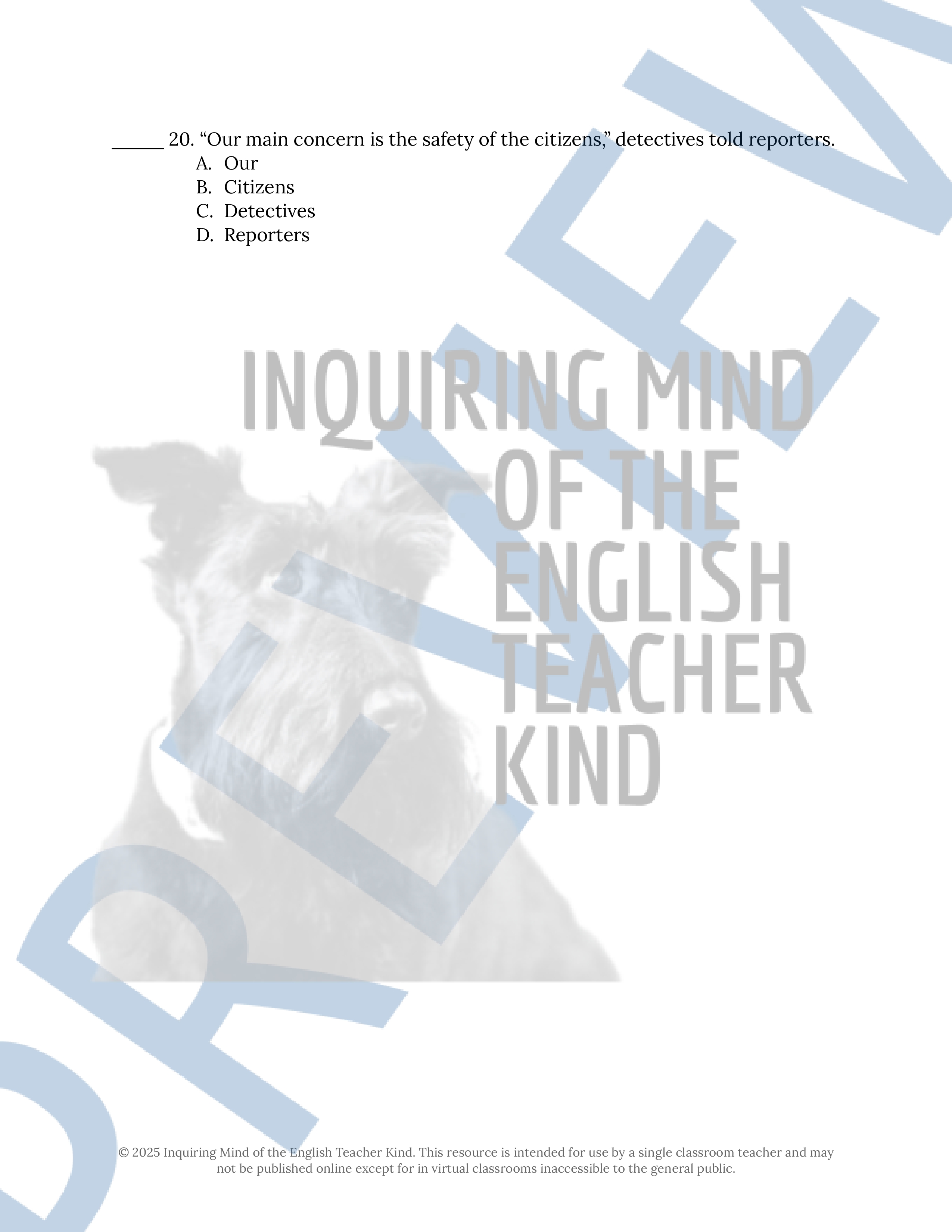 Grammar Practice Worksheet on Identifying Antecedents of Pronouns ...