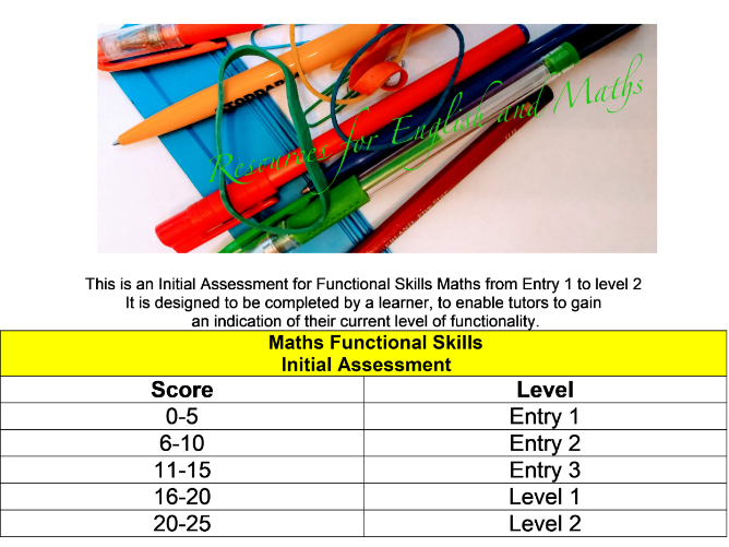 Functional Skills Maths Initial Assessment Teaching Resources Functional Skills Maths Initial Assessment Teaching Resources