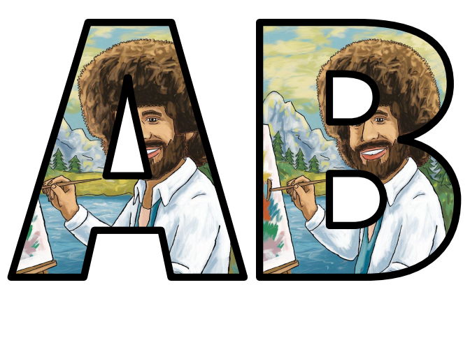 Famous Person Bob Ross Painter Lettering Set Display Title Letters ...