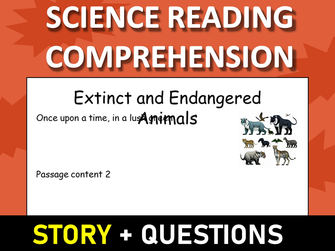 Extinct and Endangered Animals Reading Science Story Comprehension ...