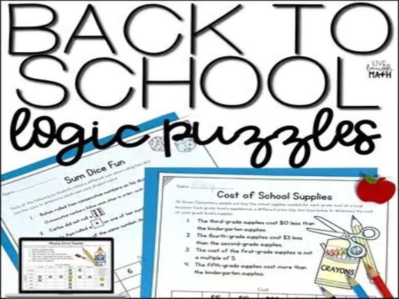 Back to School Math Logic Puzzles | Teaching Resources