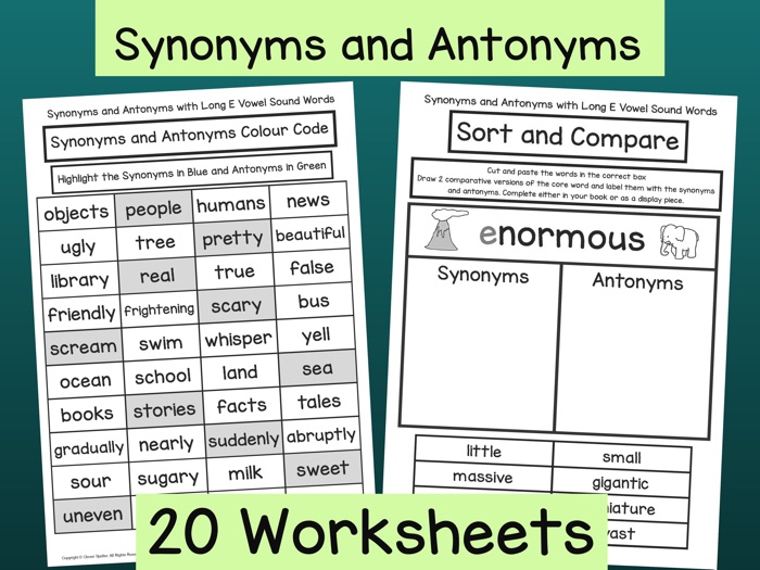 Synonyms And Antonyms No Prep Worksheets Story Based Grammar Synonyms And Antonyms No Prep Worksheets Story Based Grammar