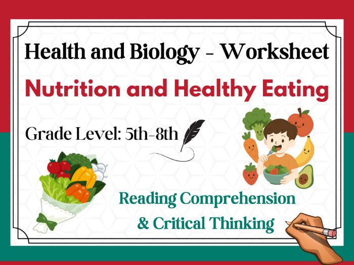 Nutrition and Healthy Eating: Reading Comprehension Passages ...