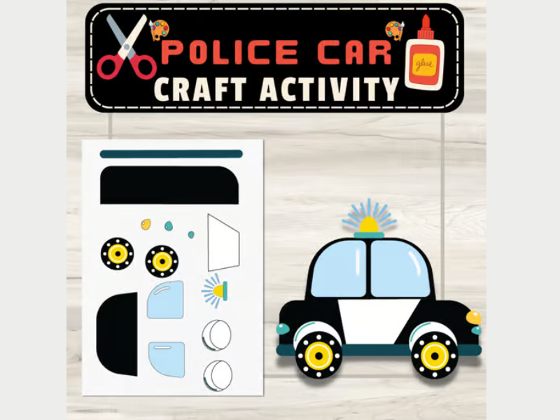 Police Car Craft Cut & Paste Activity: Transportation September ...