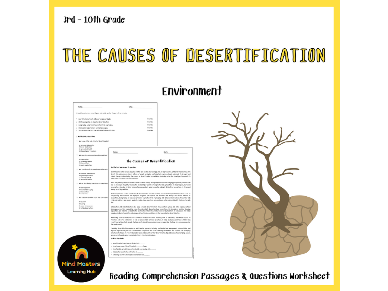 The Causes of Desertification Reading Comprehension Passages & Questions Worksheets | Teaching ...