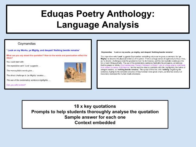 Eduqas Poetry Anthology: Language Analysis | Teaching Resources