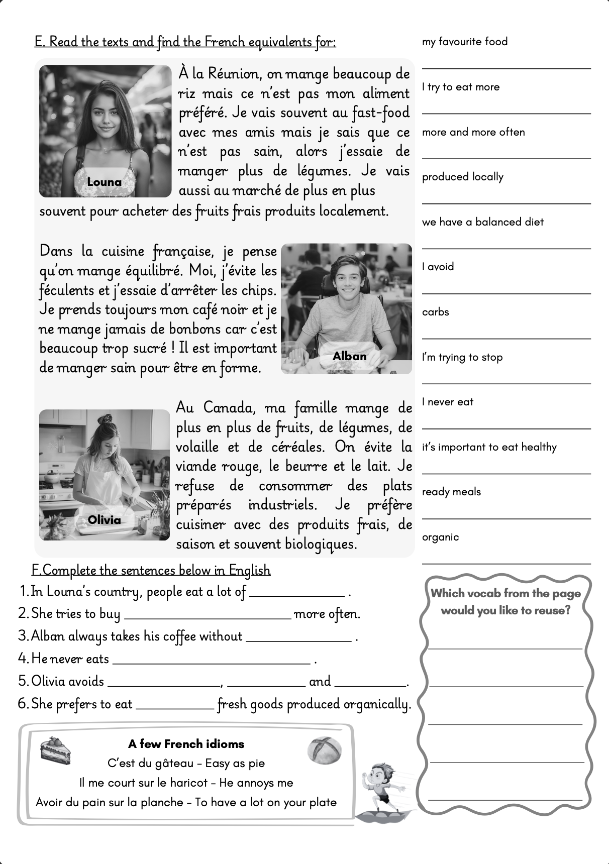 La nourriture - Food and tenses worksheet - GCSE French | Teaching ...