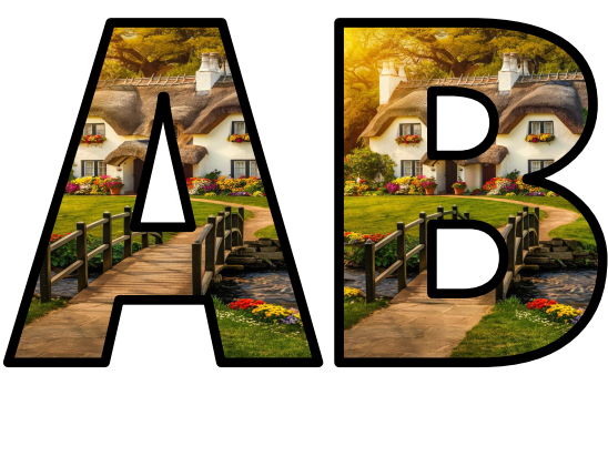 Beautiful Cottage Country Lettering Set Display Title Letters Numbers ...