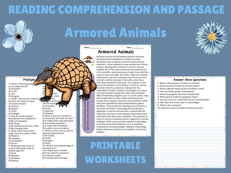 Discover Armored Animals: Engaging Reading Passage with Insightful Questions | Teaching Resources