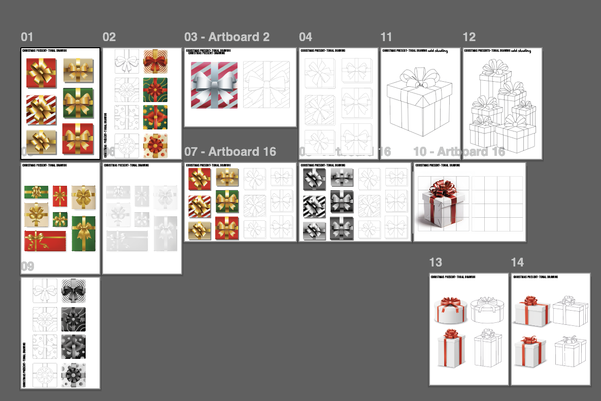 Christmas BOWS - Tonal Coloring & Grid Drawing Art Pack | Teaching ...