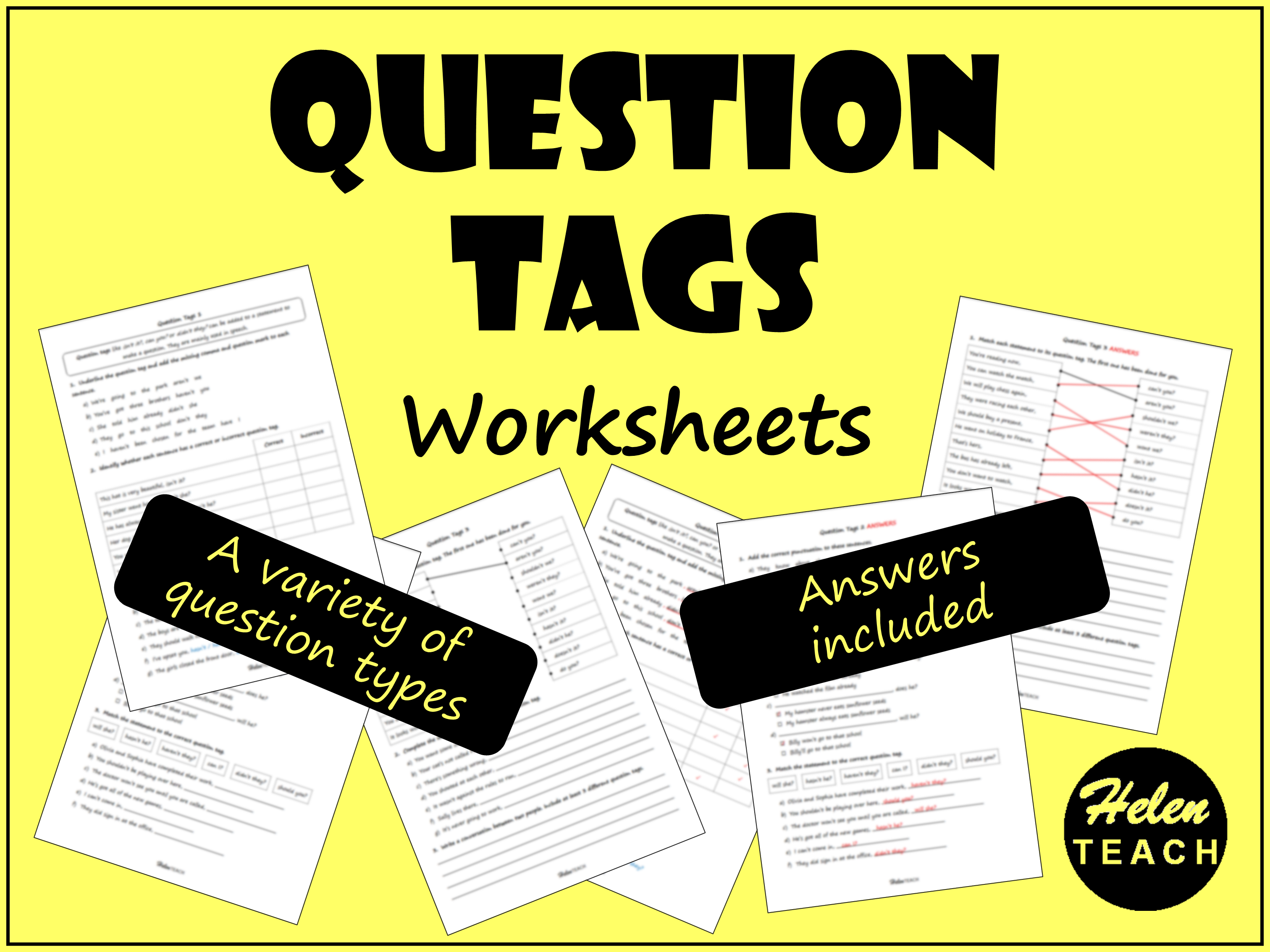 Question Tags Worksheets | Differentiated | With Answers | Teaching ...
