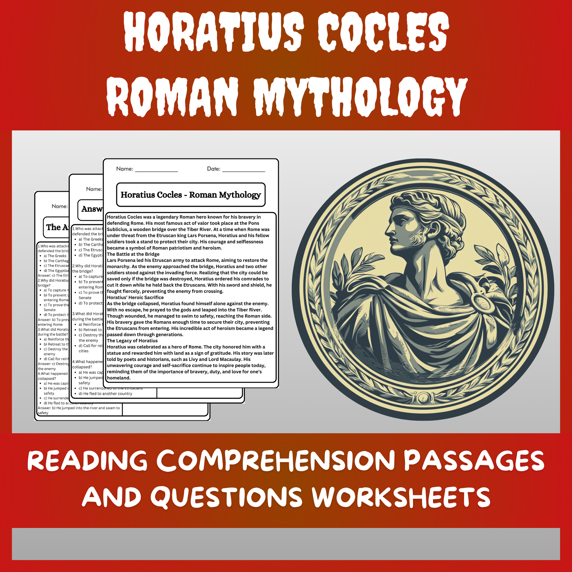 Horatius Cocles - Roman Mythology Reading Comprehension Passages ...