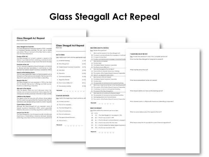 Glass Steagall Act Repeal | Teaching Resources