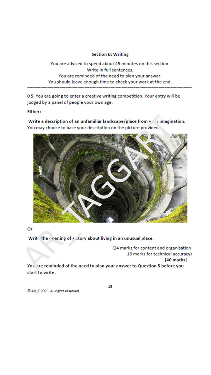 One AQA 2026 English Language Paper 1 Mock | Q5 Tasks (Fit) | Teaching ...