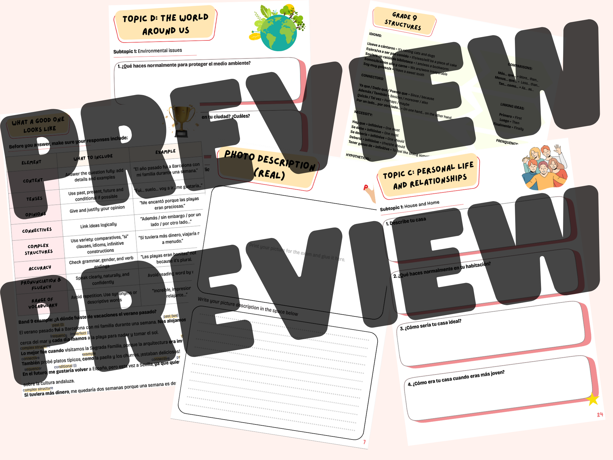 Spanish IGCSE oral exam - speaking preparation booklet (Edexcel ...