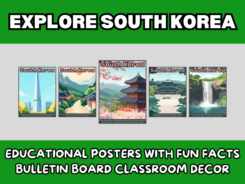 Explore South Korea Asia – Educational Posters with Fun Facts ...