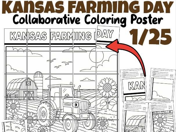 Kansas Farming Day Collaborative Coloring Poster | Agriculture ...