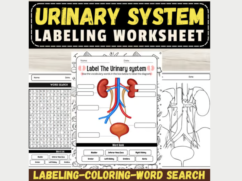 Label The Urinary System Anatomy: Human System Labeling Worksheet ...