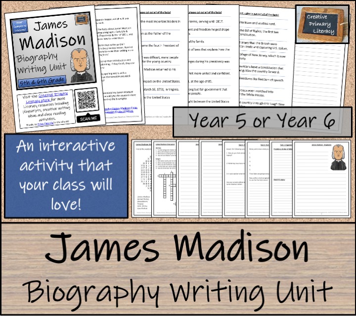James Madison Biography Writing Unit | Year 5 or Year 6 | Teaching ...