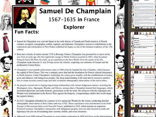 Samuel De Champlain PACKET & ACTIVITIES, Important Historical Figures ...