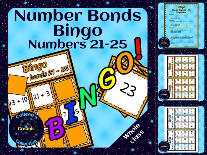 Number Bonds Bingo for numbers 21-25 for Your Whole Class | Teaching ...