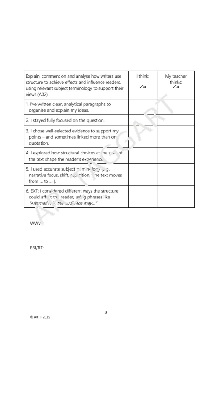 FITZGERALD - AQA FULL GCSE (2026) Paper 1 – Extract + AO Self-Assessment + Teacher Answers ...