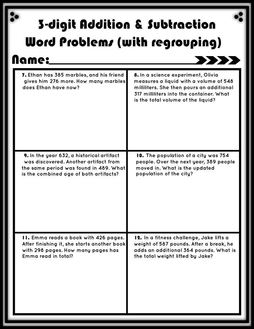 Triple-Digit Addition & Subtraction Word Problems with Regrouping | KS1 ...