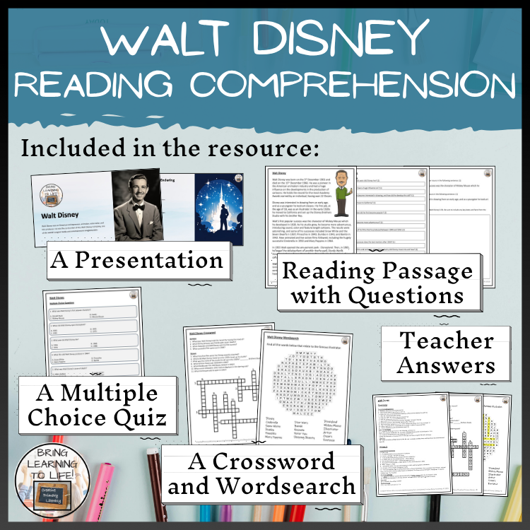 Walt Disney Reading Comprehension Activities | Year 5 or Year 6 ...