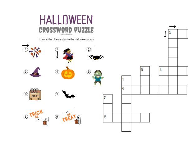FREE Halloween Picture Crossword Puzzle | Teaching Resources