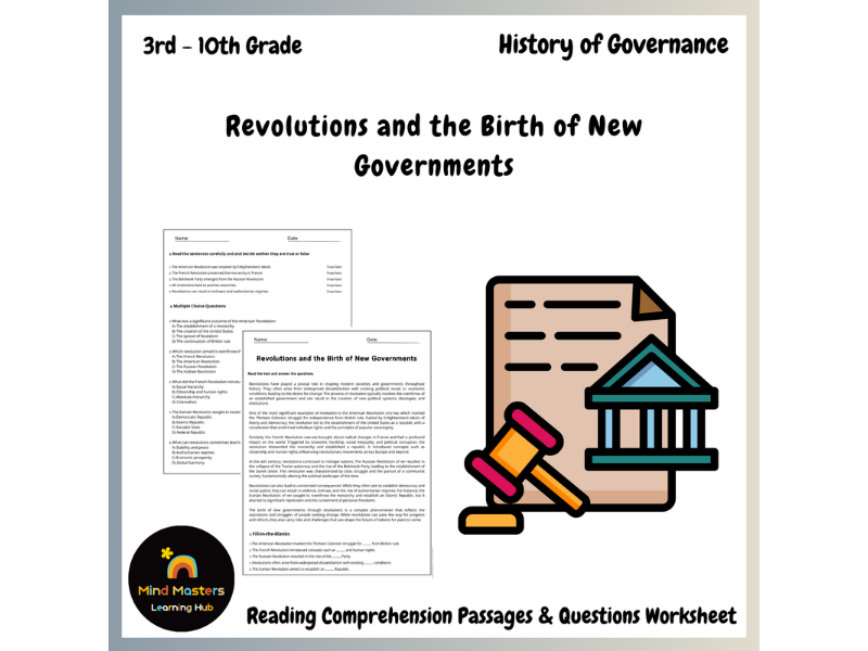 Revolutions and the Birth of New Governments Reading Comprehension ...