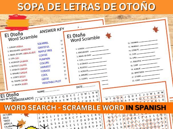 Word Puzzles In Spanish Oto o Scramble Word WordSearch Teaching Word Puzzles In Spanish Oto o Scramble Word WordSearch Teaching