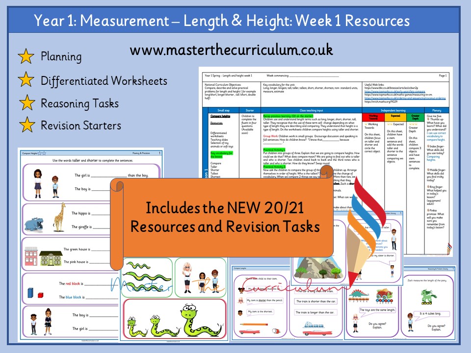 Year 1 – Spring – Week 1 – Length & Height Differentiated Sheets ...