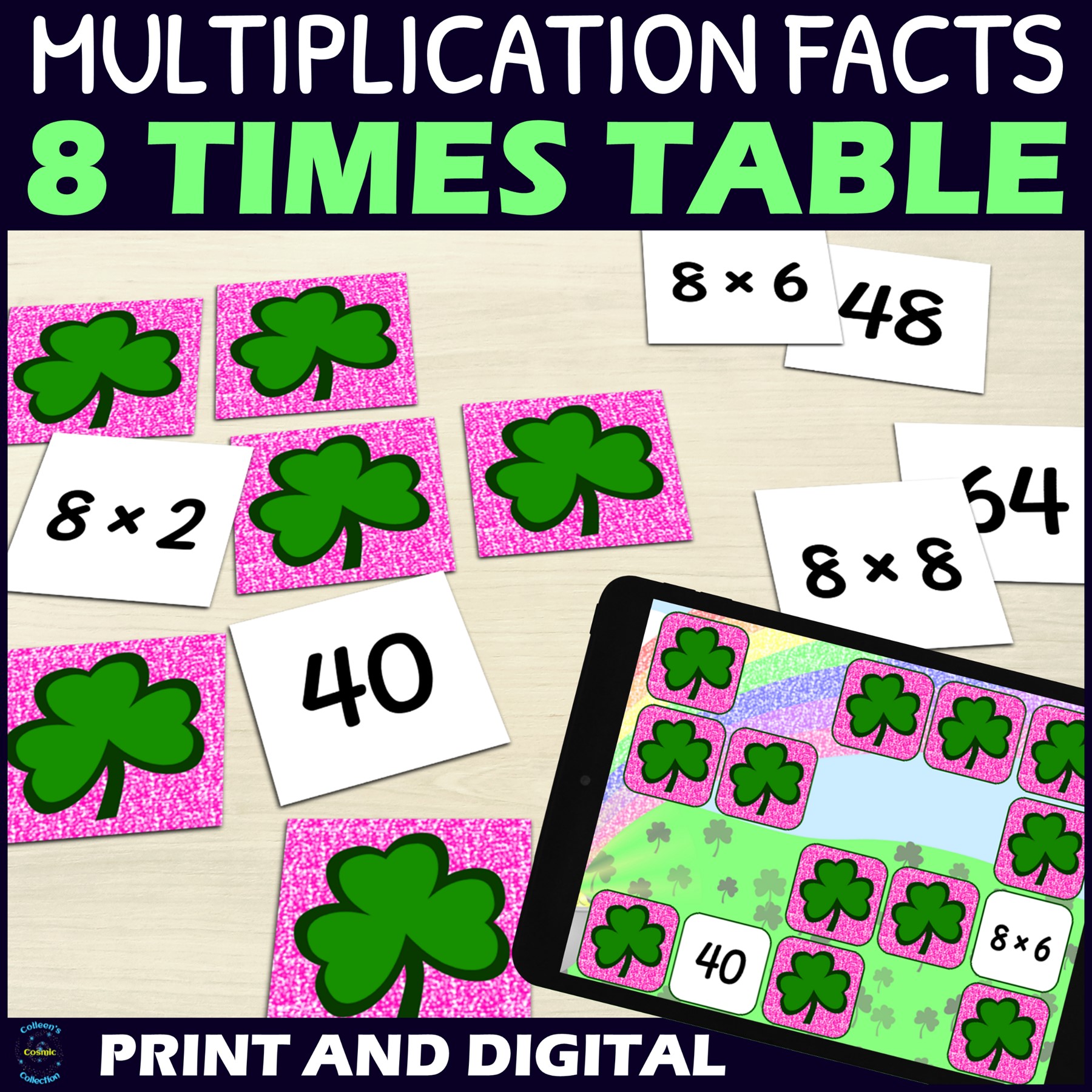 St Patricks Day Multiplication Facts for 8 Times Table Activity ...