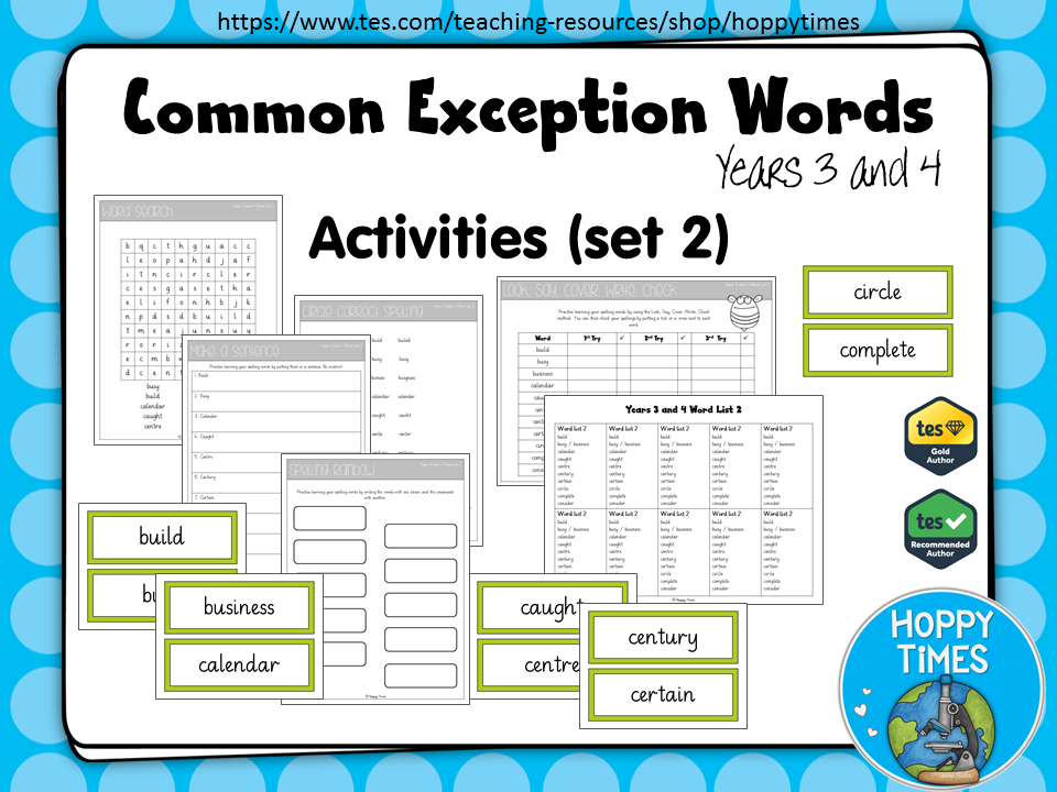 Year 3 4 Common Exception Words Spelling Activities Set 2 By Year 3 4 Common Exception Words Spelling Activities Set 2 By