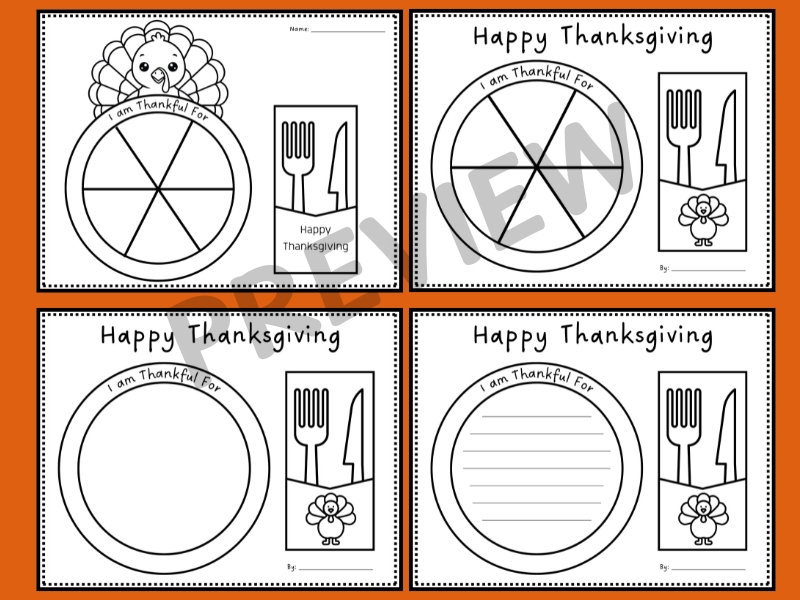 Thanksgiving Gratitude Plates & Writing Craft (K-5) - "I Am Thankful ...