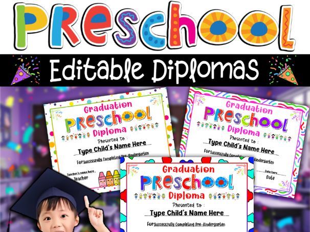 EDITABLE Preschool Graduation Diploma - End of Year Pre-k EDITABLE ...