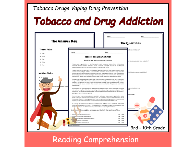 Tobacco and Drug Addiction Reading Comprehension Passages & Questions ...