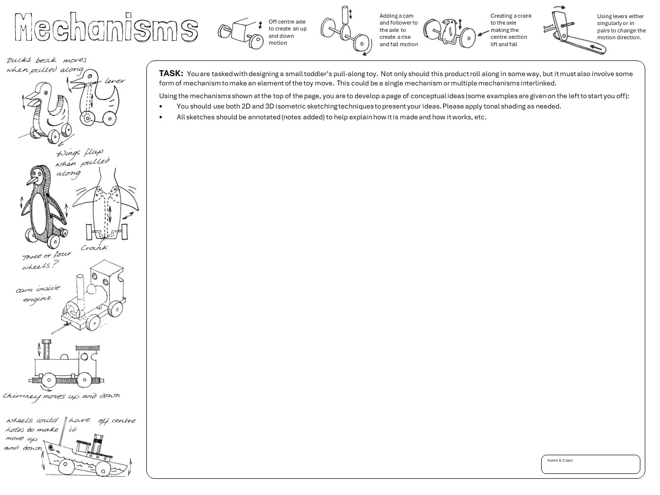 D&T Cover work: KS3 Mechanism Design | Teaching Resources
