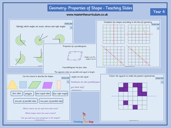 Year 4- Geometry- Properties of shape- Fluency Teaching slides- White ...