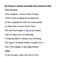 Act 4 Scene 1 - Friar's Plan Guided Reading | Teaching Resources