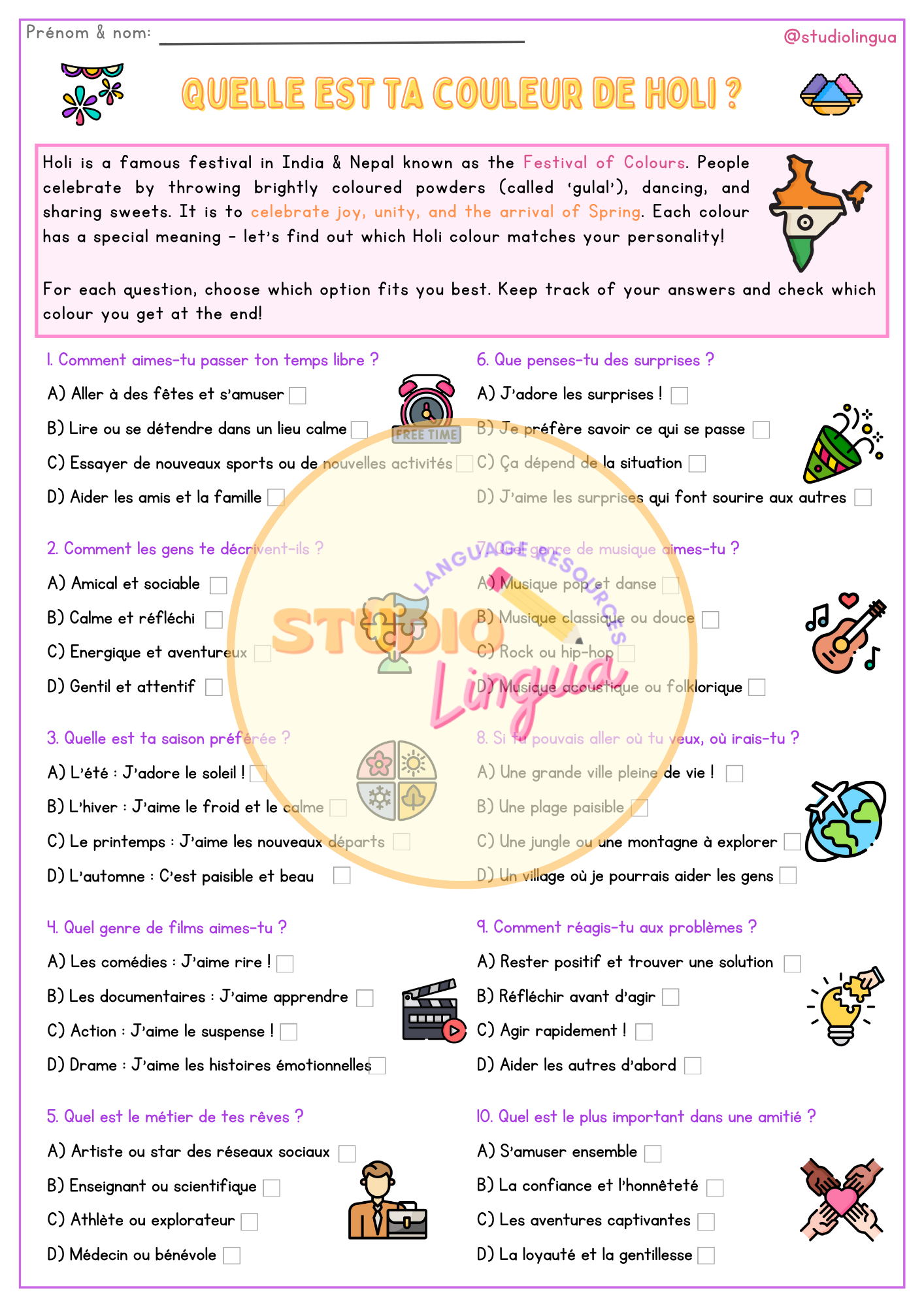 Which Colour Are You? | Holi Festival | French Personality Quiz ...